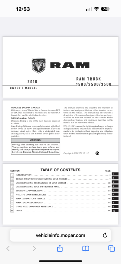 2016 Ram Owners Manual | RamForum.com | Dodge Ram Forum for Truck ...
