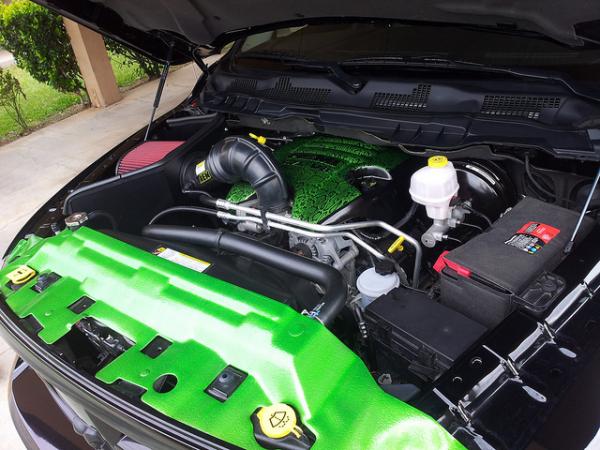 Engine Cover/Bra painted with Synergy Green. | RamForum.com | Dodge Ram ...